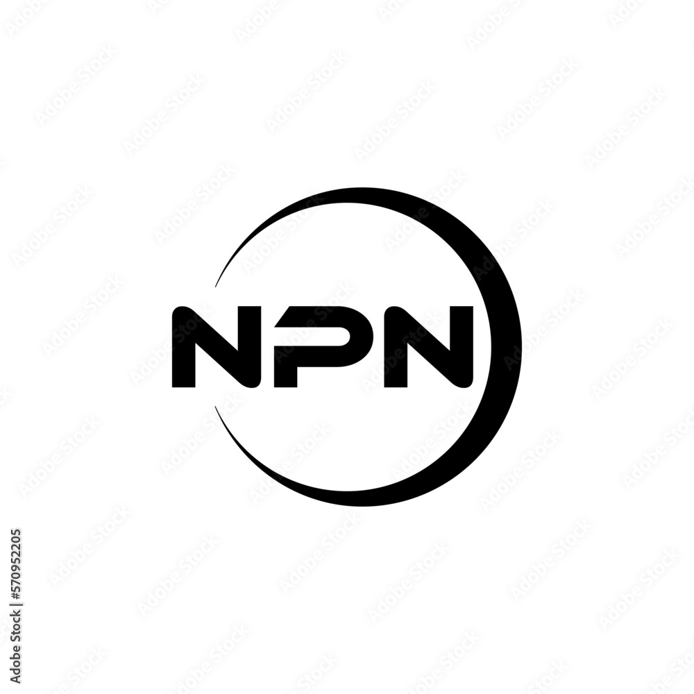 NPN letter logo design with white background in illustrator, cube logo ...