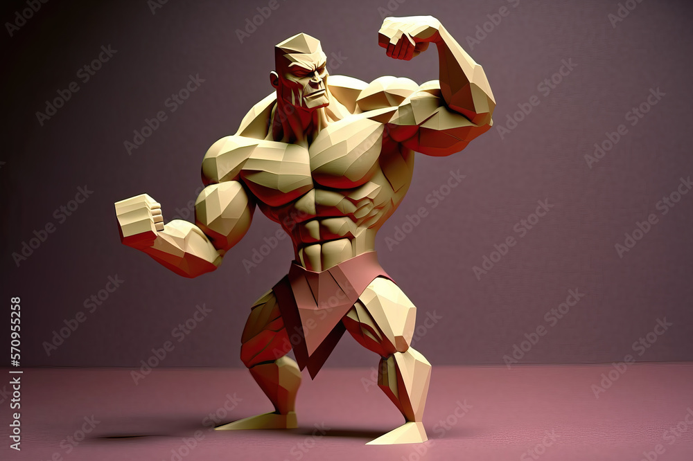 posing bodybuilder in style of origami, ai generated Stock Illustration ...