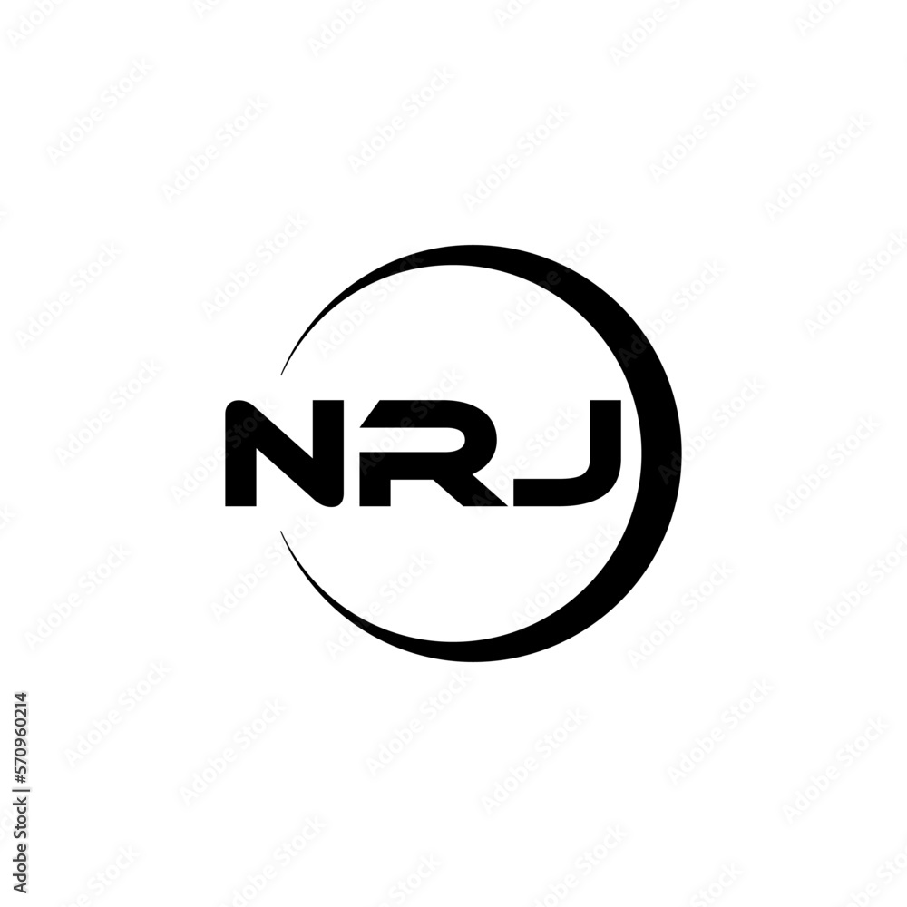 NRJ letter logo design with white background in illustrator, cube logo ...