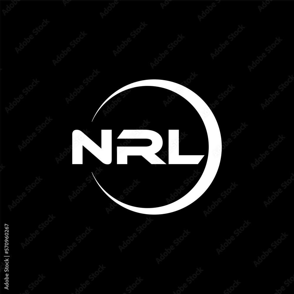 NRL letter logo design with black background in illustrator, cube logo ...