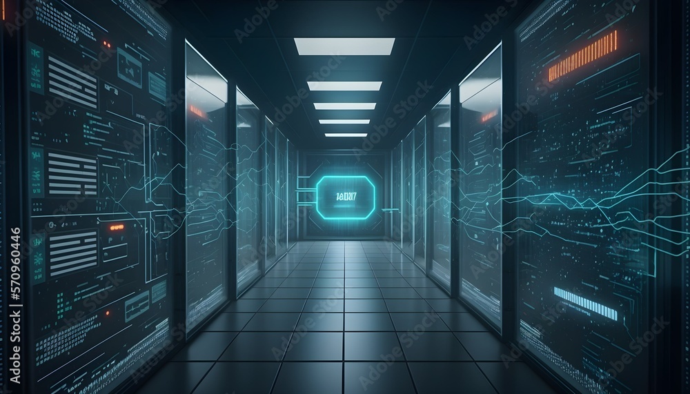 visualization of big data digital data streams in the data center. Data ...