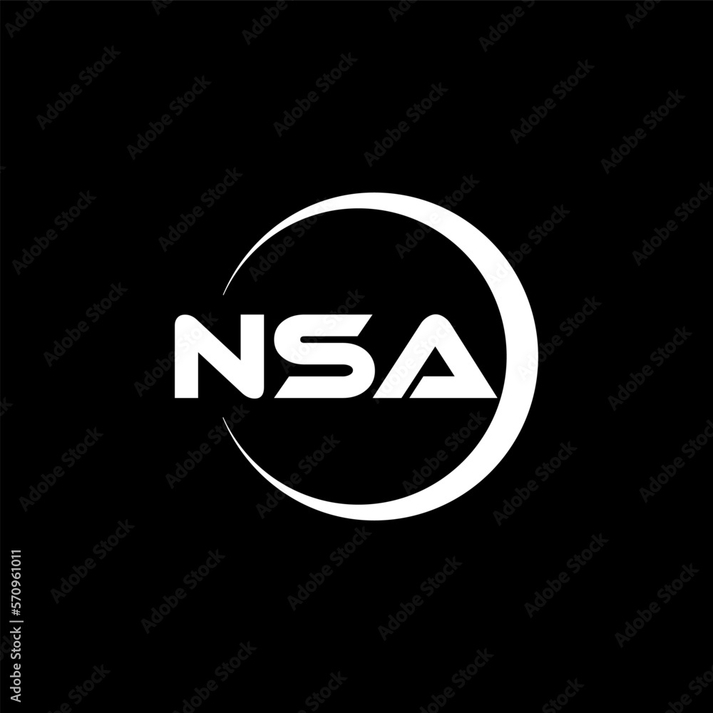 NSA letter logo design with black background in illustrator, cube logo ...