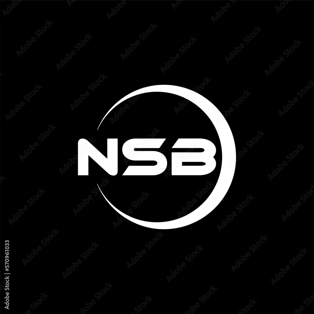 NSB letter logo design with black background in illustrator, cube logo ...