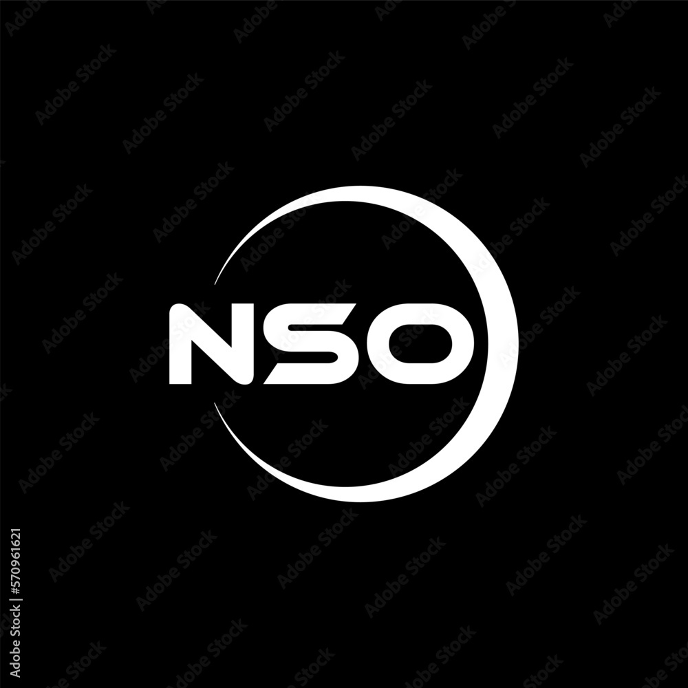 NSO letter logo design with black background in illustrator, cube logo ...