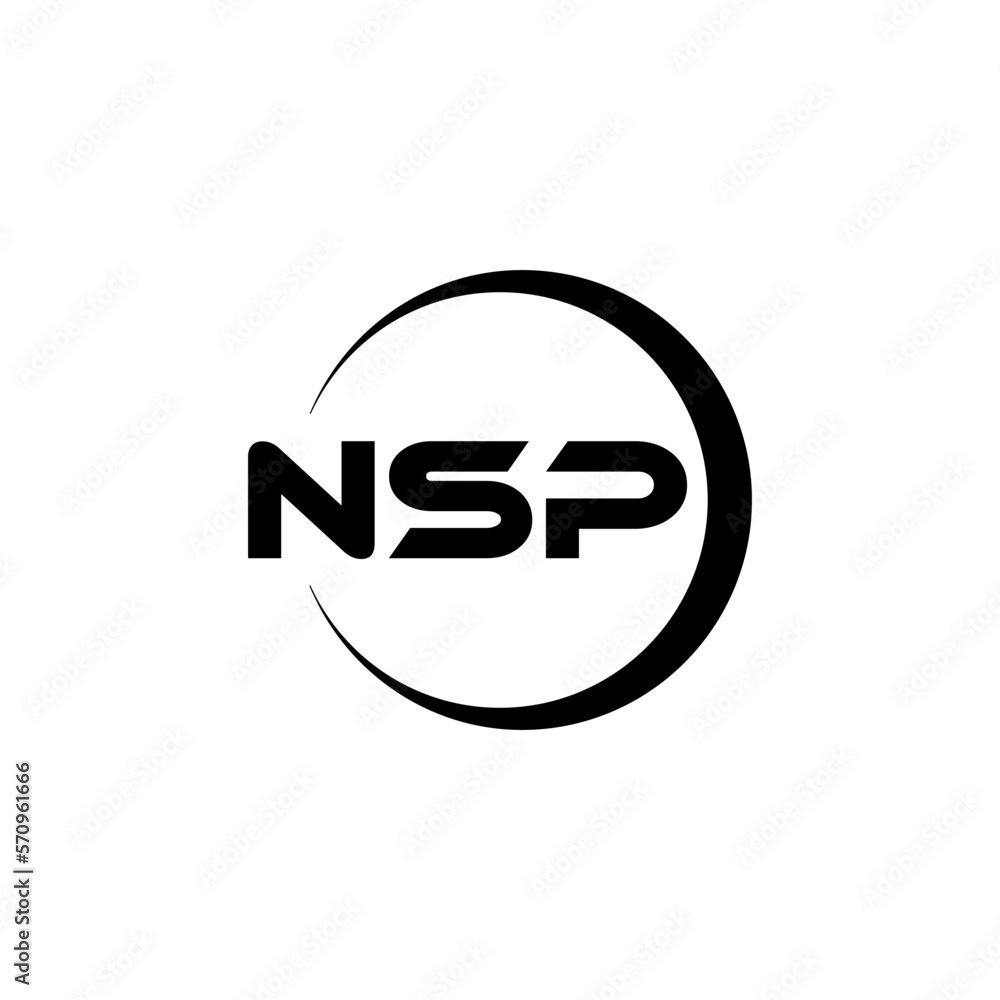 NSP letter logo design with white background in illustrator, cube logo ...