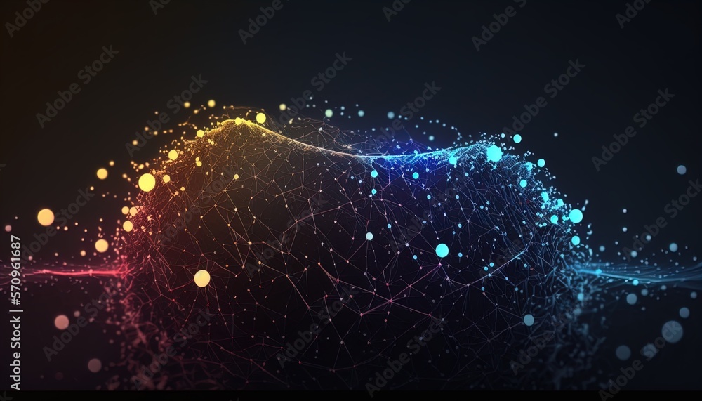 Abstract digital data mesh particle dots network background wallpaper ...