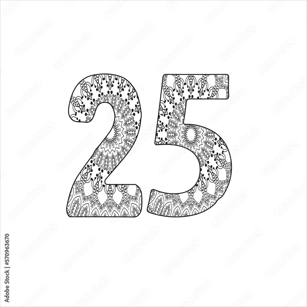 Mandala number coloring page for kids and adult Stock Vector | Adobe Stock