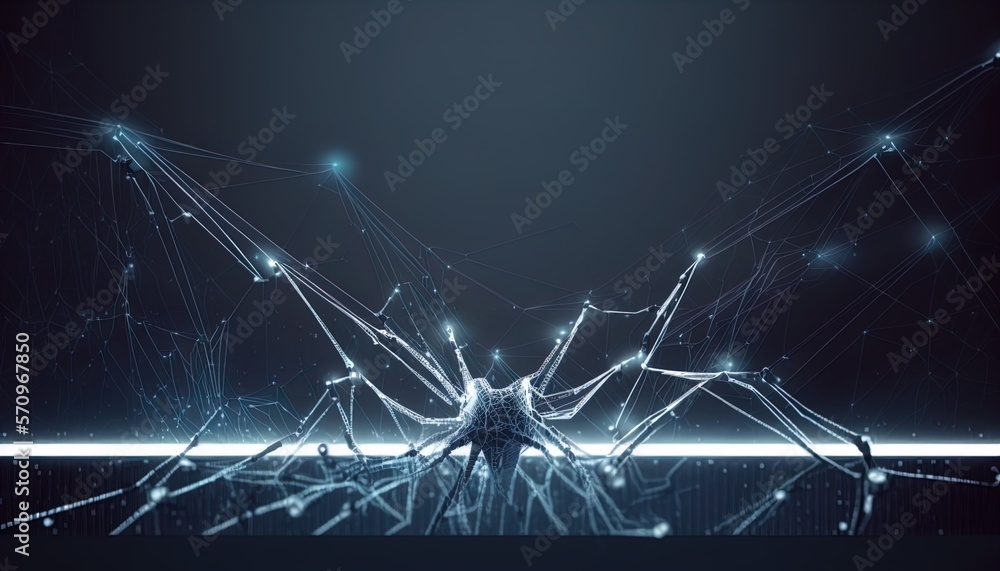 Cyber microchip spider networked on a digital data spider web mesh ...