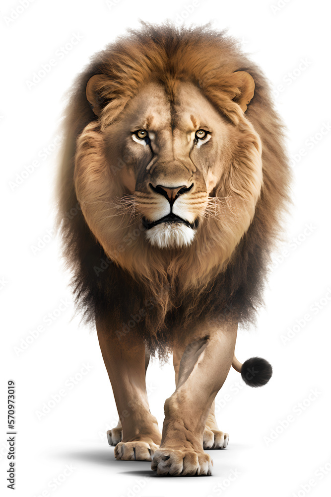Lion, front view, isolated on transparent background. Generative AI ...