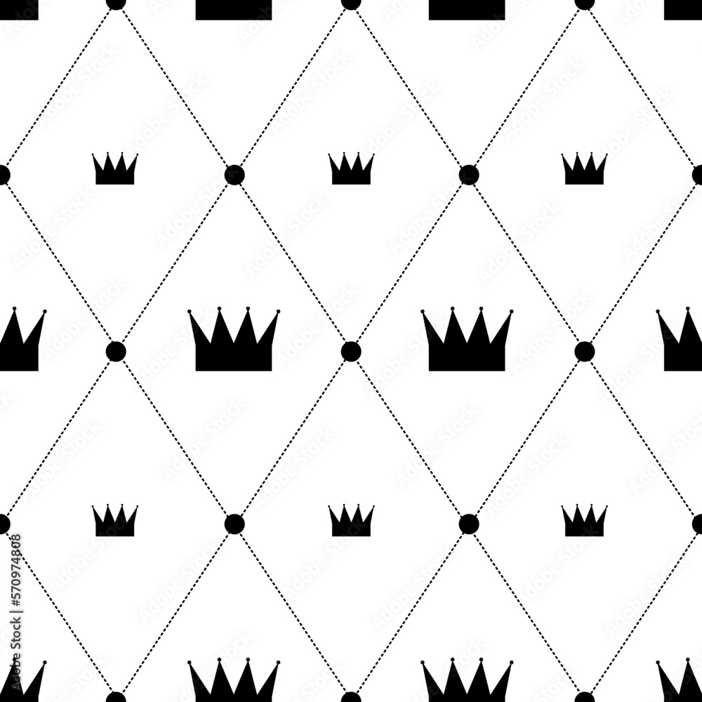 Crown elegance seamless pattern. Royal crowns fabric print, queen king ...