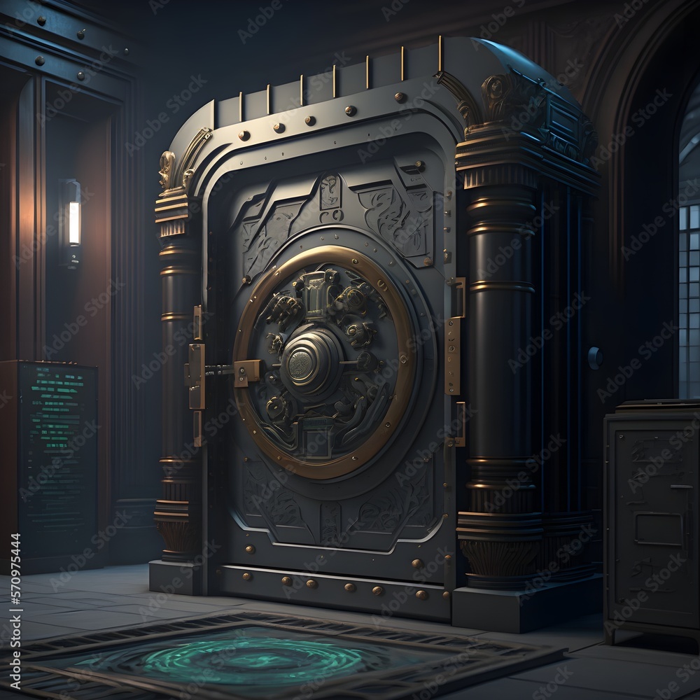 dark colours futuristic high tech bank vault photoshoot Unreal Engine 5 ...