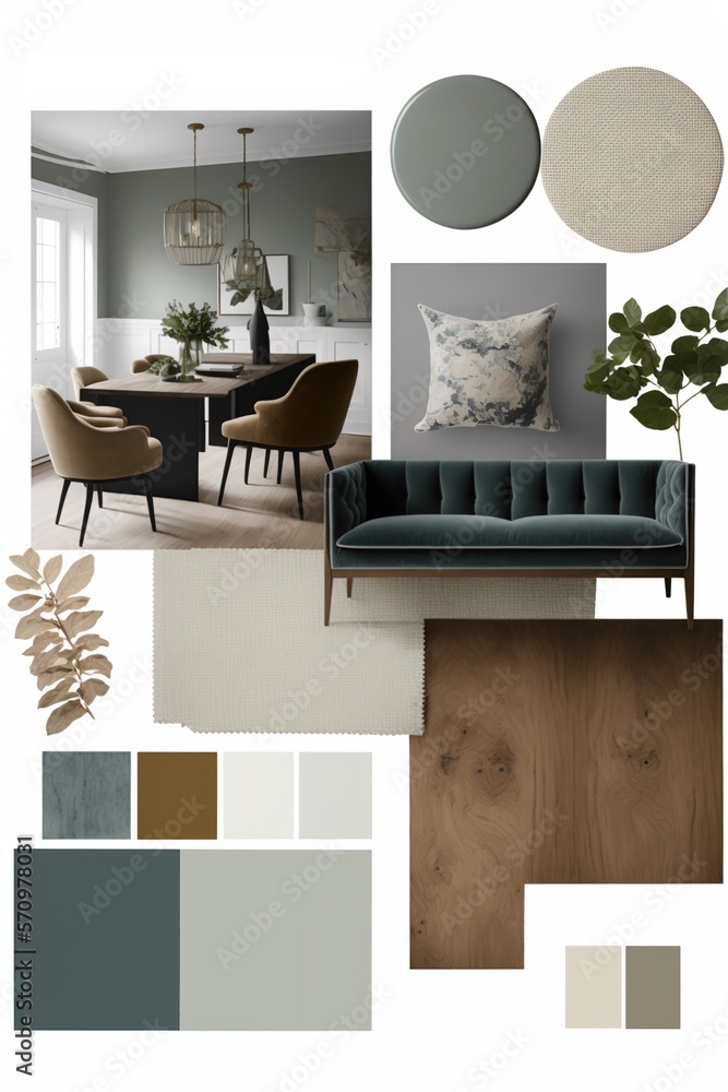 Interior collage. Mood board interior of living room. interior ...