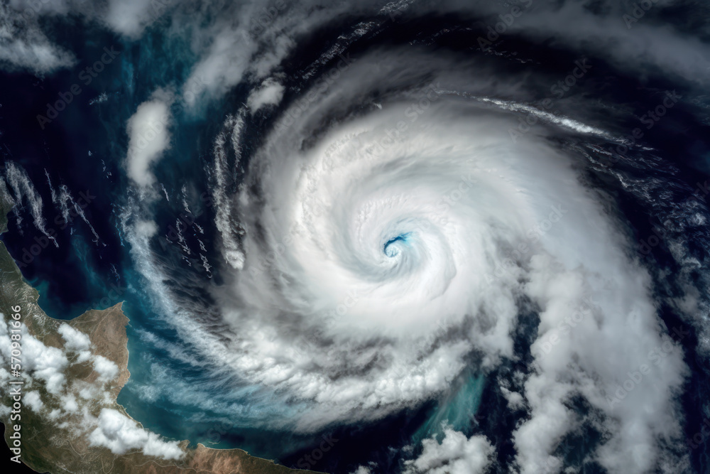 Image of large hurricane seen by satellite orbiting earth, large bulky ...