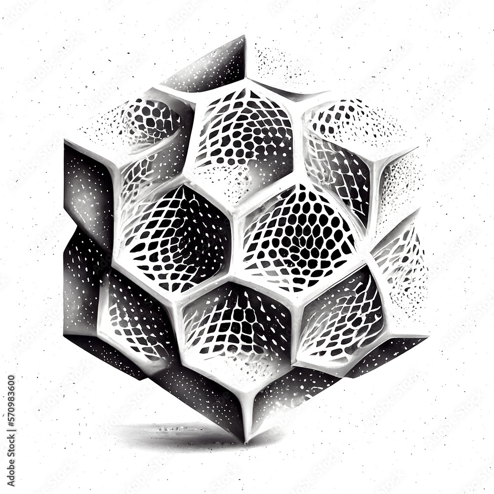 Sacred geometry. Dotwork style hexagon. Cells in geometric figure ...