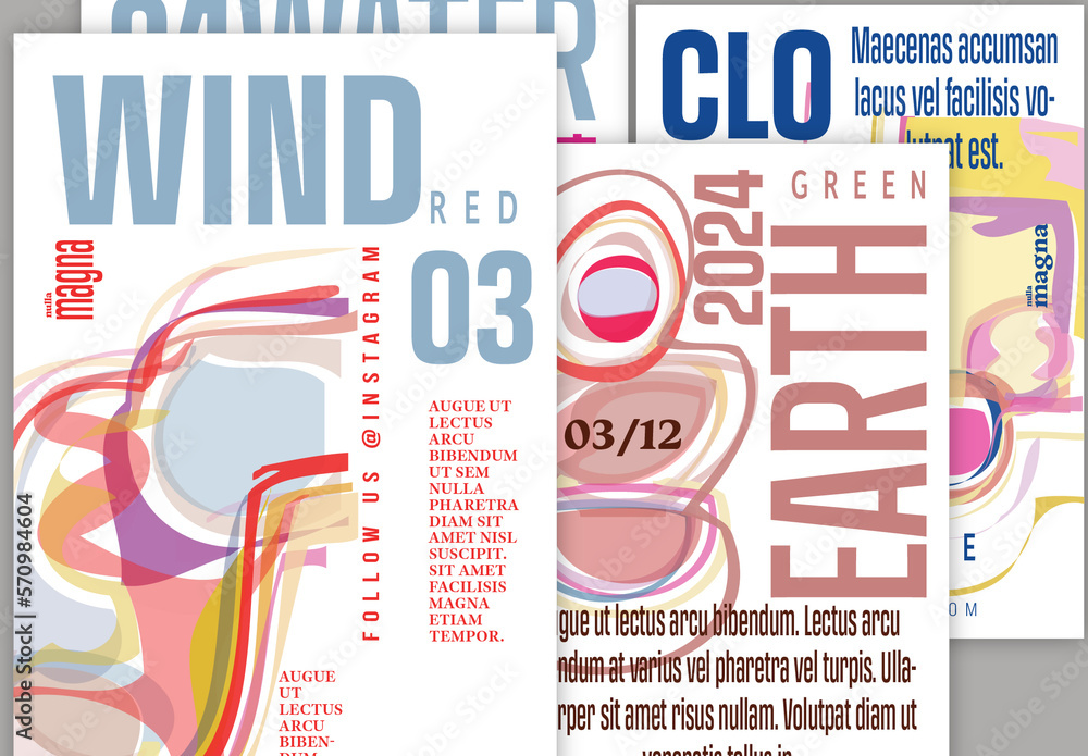 A4 Flyer Art Event Layout with Abstract Watery Shape and Typography ...
