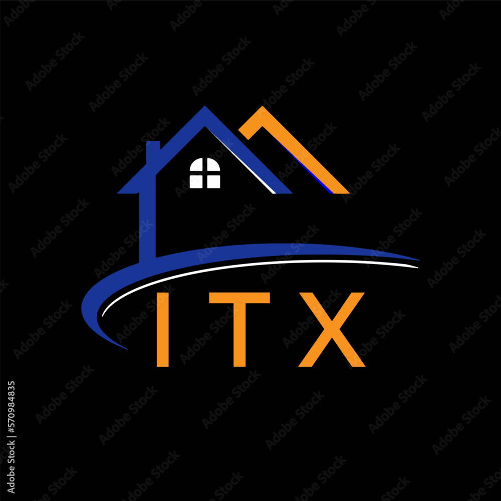 ITX house logo, letter logo. ITX blue image on black background and ...