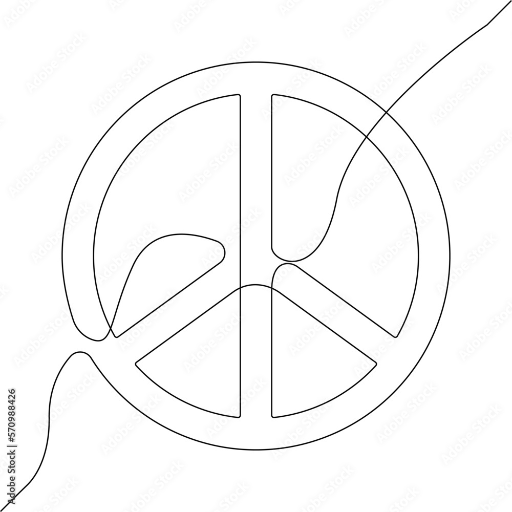 Symbol of Peace icon line continuous drawing vector. One line Symbol of ...