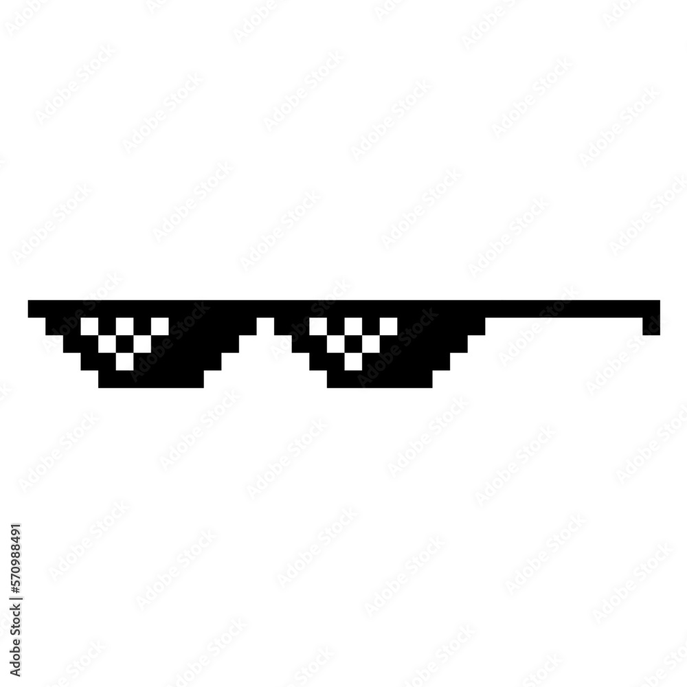 Funny Pixelated Sunglasses. Simple Linear Illustration of 8-bit Black ...