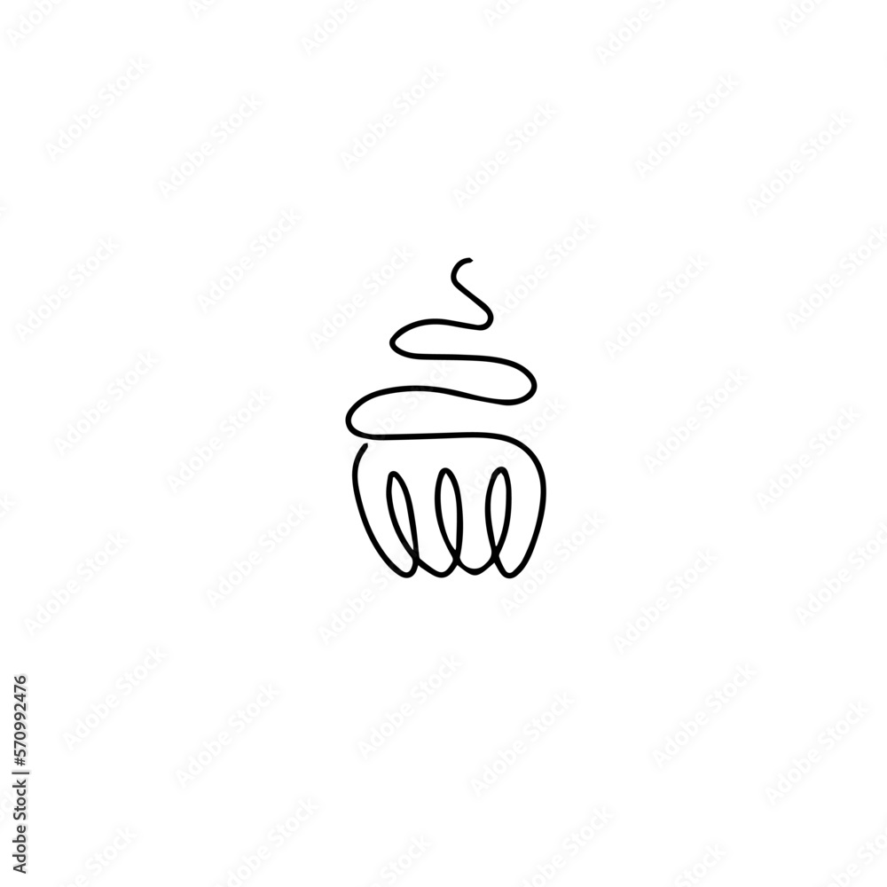Single continuous line drawing of cupcake topping art. Sweet pastry ...