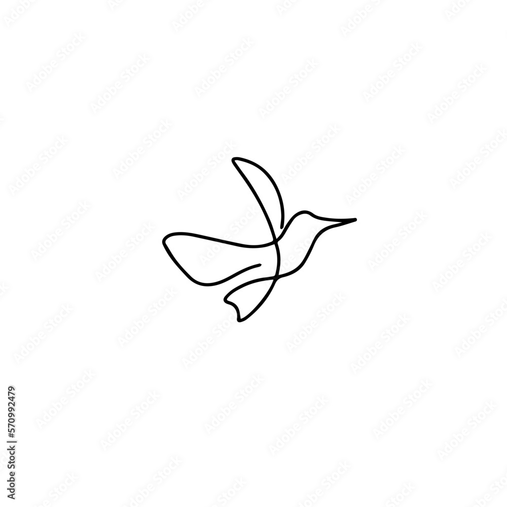Line drawing hummingbird tattoo. Vector illustration. Free single line ...