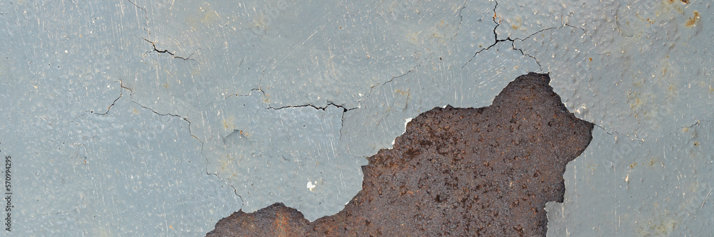 Texture of rusty metal with peeling enamel. Rough surface of painted ...