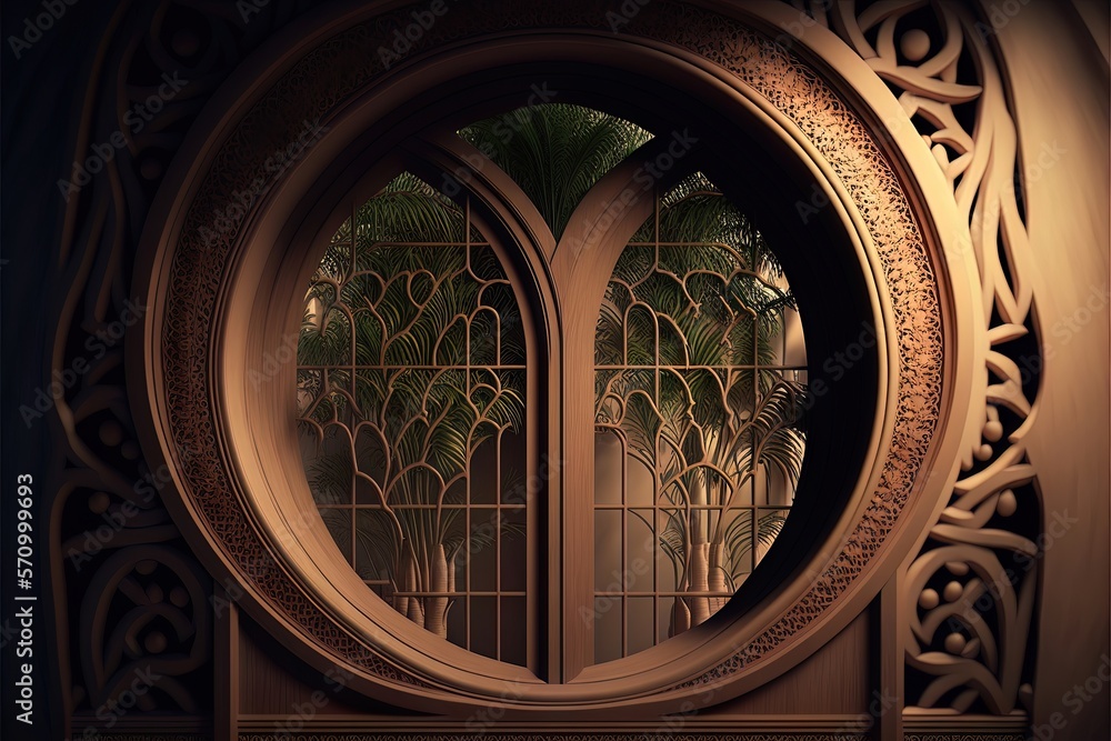 Eastern architectural window, Arabic palace interior. AI Stock ...