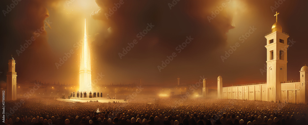 Judgement day. The return of Jesus Christ, Bible concept. Illustration ...