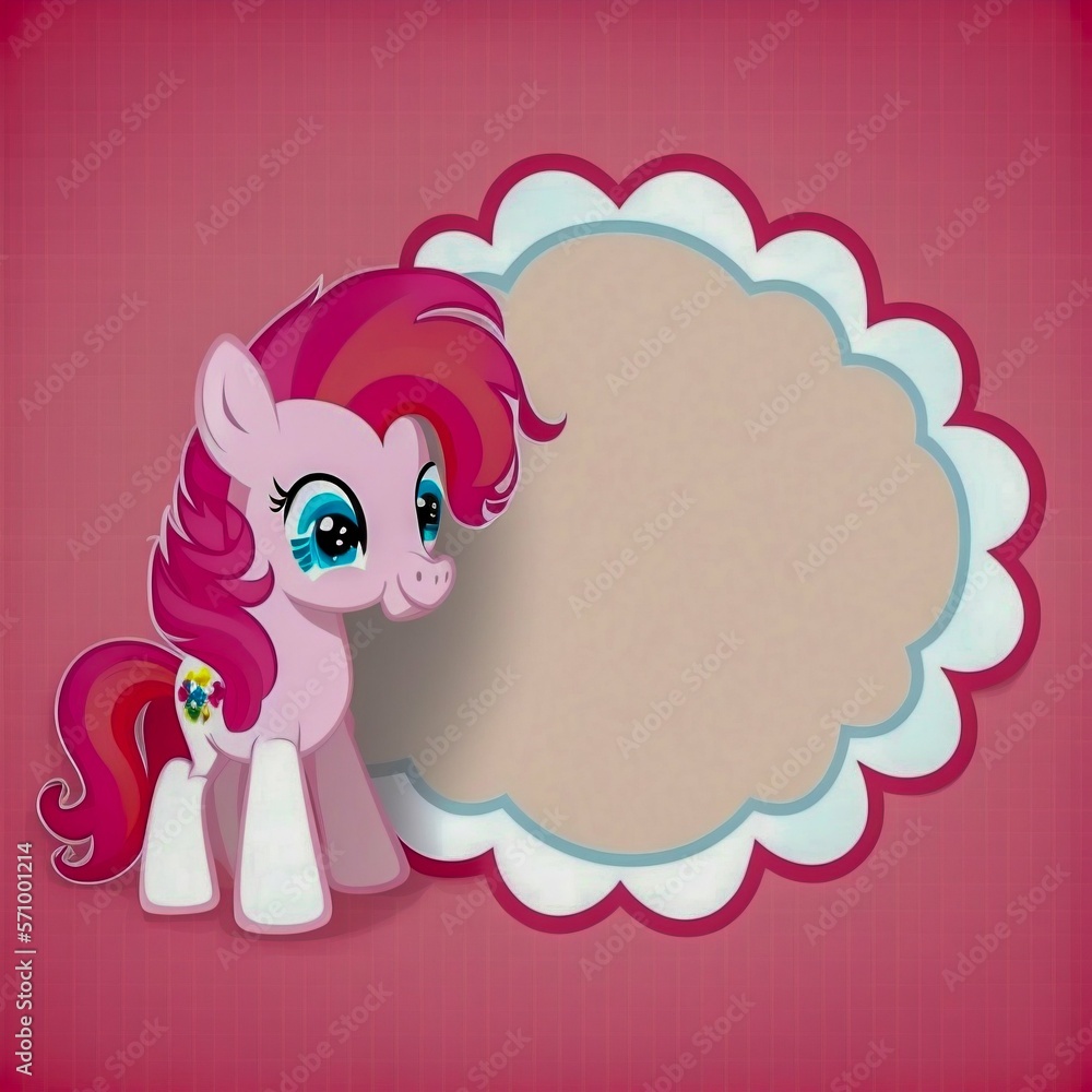My little cute pony with flowers. Invitation card. Generative AI Stock ...