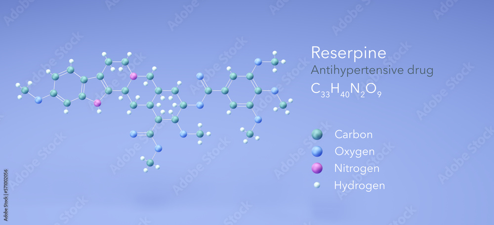 reserpine molecule, molecular structures, Antihypertensive drug, 3d ...