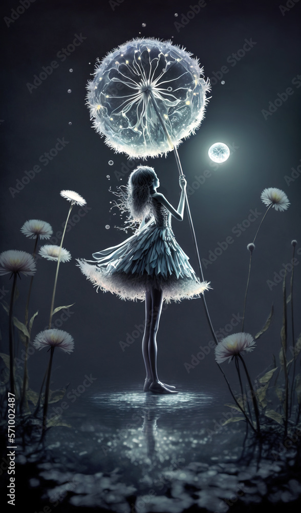 Fairy tale little girl undine in the swamp Stock Illustration | Adobe Stock