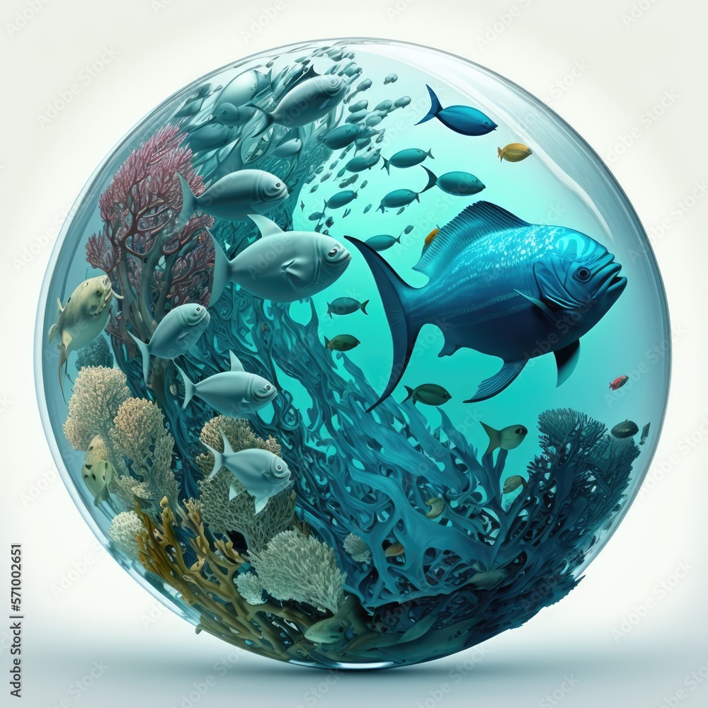 Underwater Marine Life Biodiversity Sphere Illustration: Vibrant Sea ...