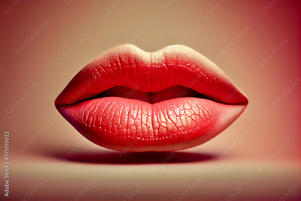 Generative AI abstract render of human lips Stock Illustration | Adobe ...