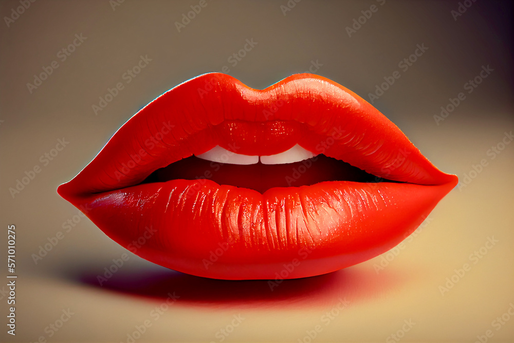 Generative AI abstract render of human lips Stock Illustration | Adobe ...