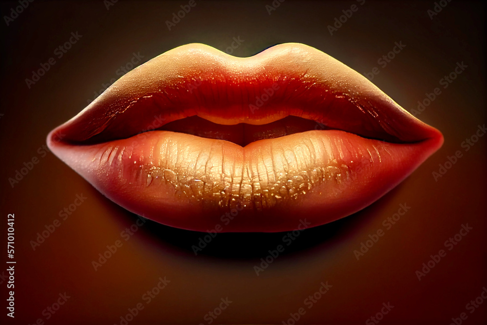 Generative AI abstract render of human lips Stock Illustration | Adobe ...