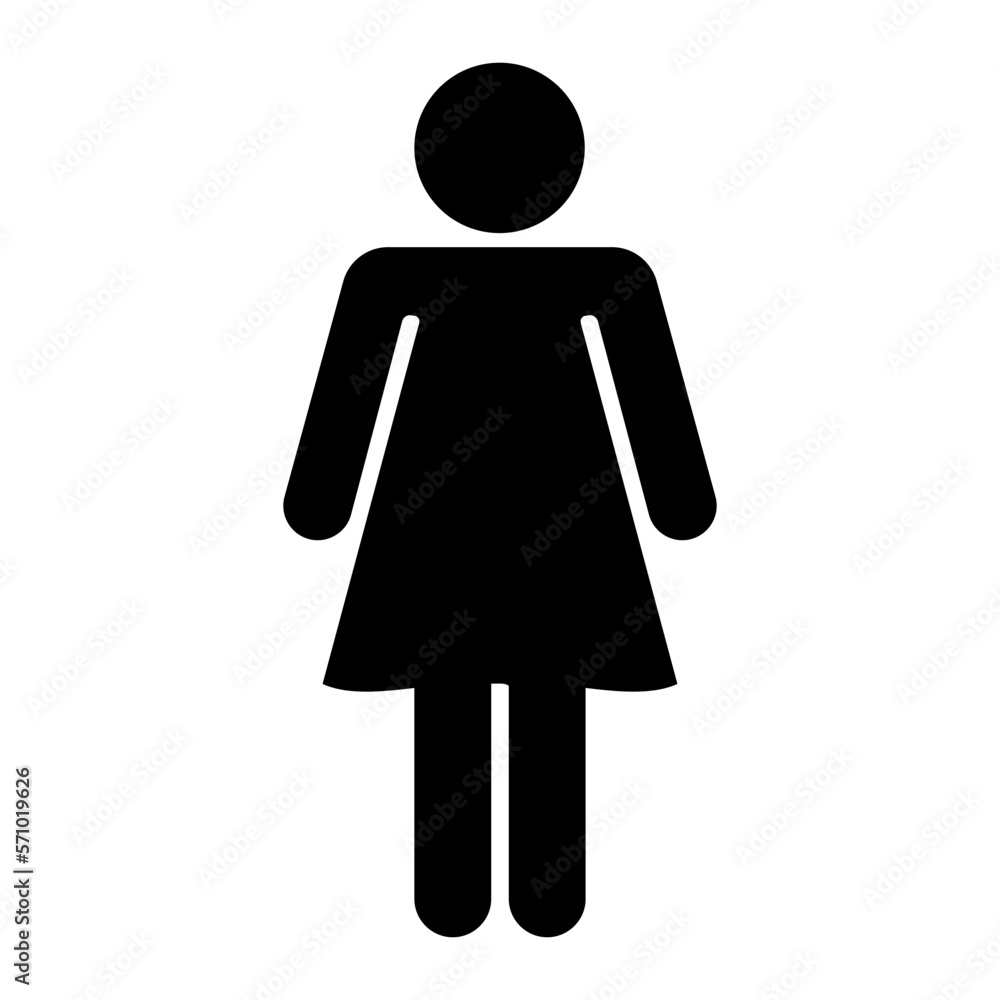 Female icon. Girl WC symbol. Lady toilet sign. Woman user avatar. Flat ...