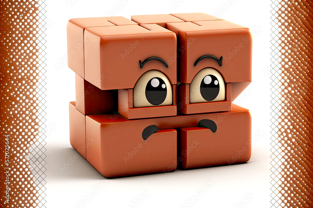 brick shapes in form of cute cartoon character isolated on white ...