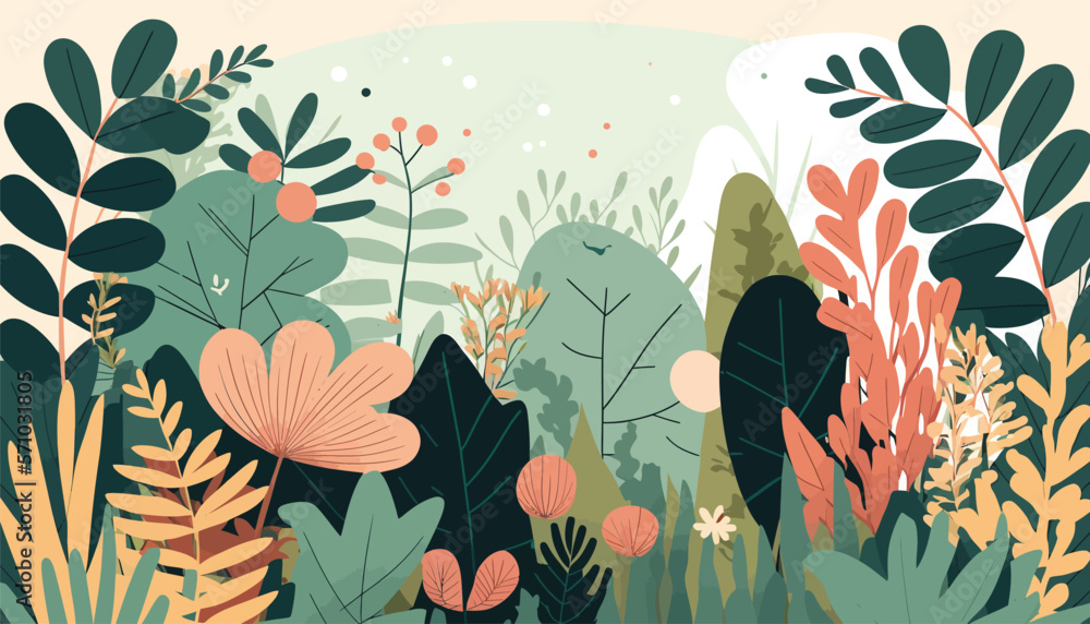 Vector illustration in trendy flat simple style - spring and summer ...