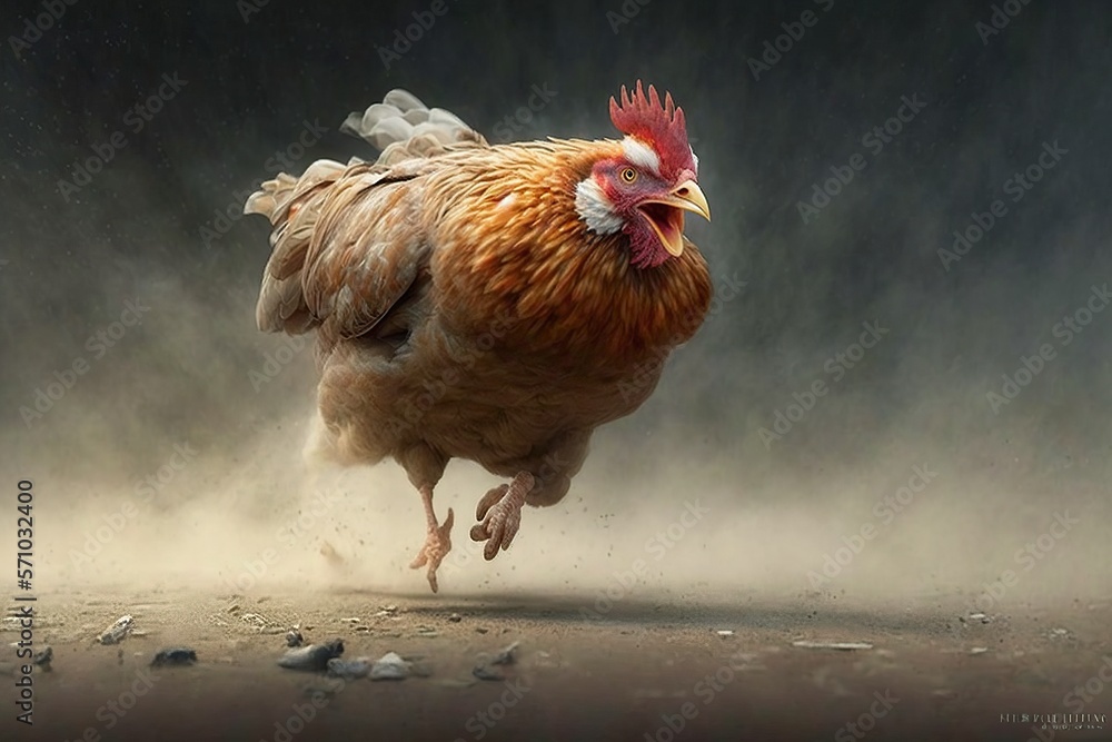 image, chicken running, generative ai Stock Illustration | Adobe Stock