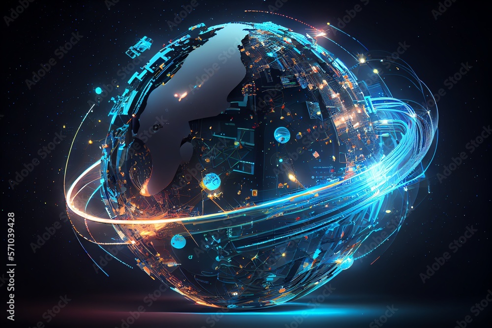 Smart world technology metaverse cyber orbits digital world technology ...