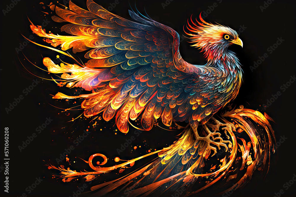 southeast asian mystical bird phoenix firebird with fiery eyes ...