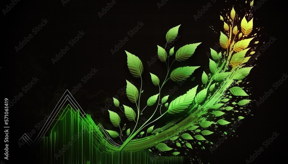 Green ESG SRI stock chart, growth curve, graph, uptrend, chart ...