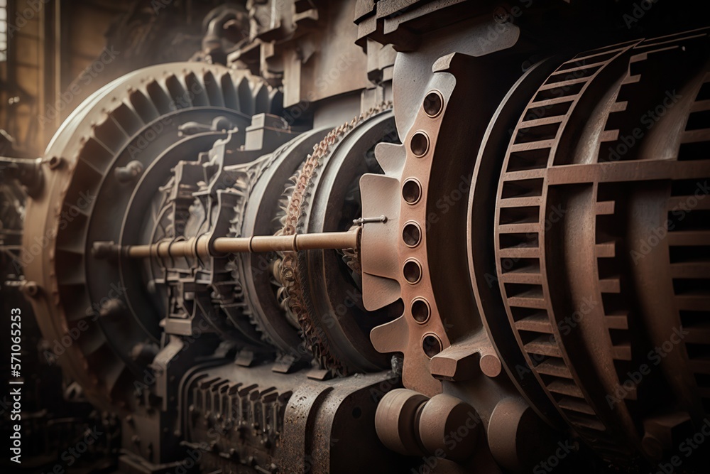 giant machine in factory with the focus on its intricate details and ...