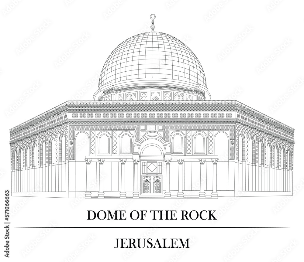 Dome Of The Rock vector & line art Stock Vector | Adobe Stock