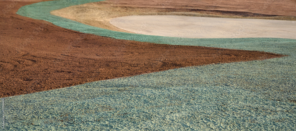 Foto de Park layout. Soil marking with environmentally friendly paint ...