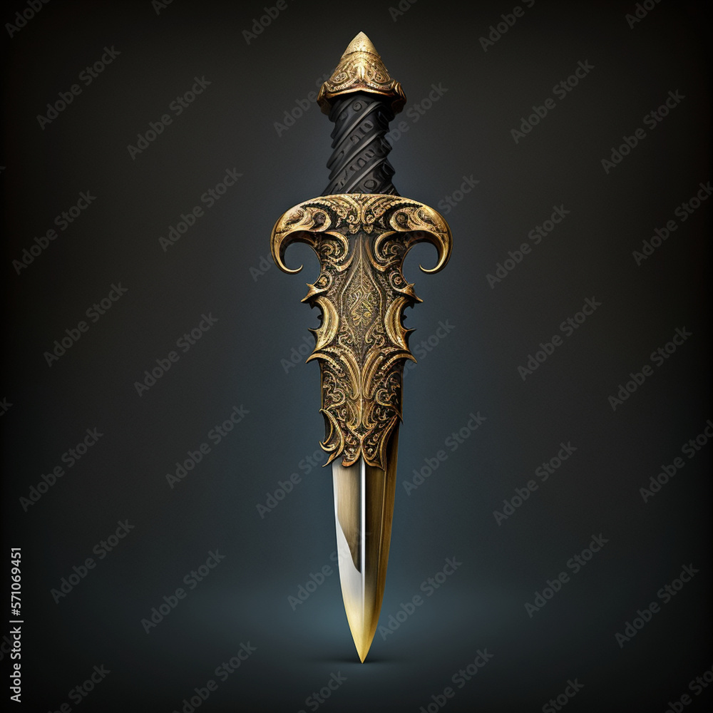 Gold dagger in the Middle Ages Stock Illustration | Adobe Stock
