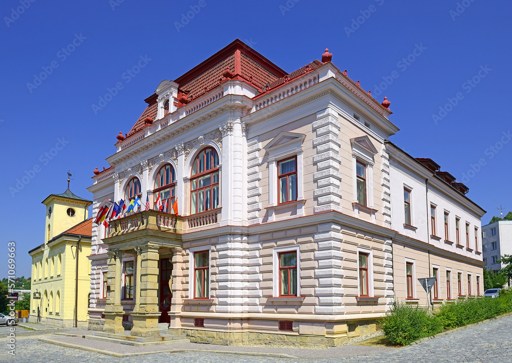 Former Old and New town hall in Vsetin. The historic center of Vsetin ...