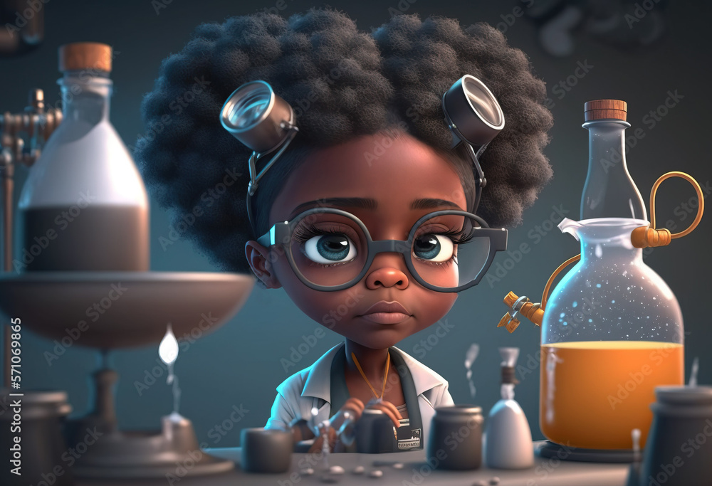 kid scientist in laboratory. sketch art for artist creativity and ...