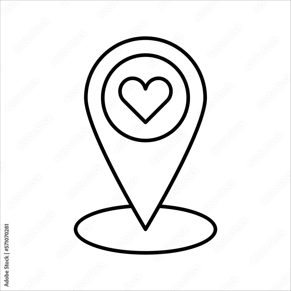Love location pin linear style sign for mobile concept and web design ...