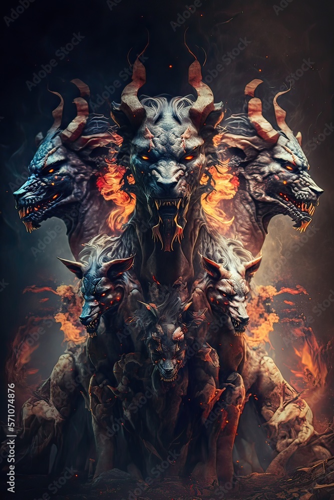 Cerberus, the hound of Hades, from Greek mythology is the guardian to ...