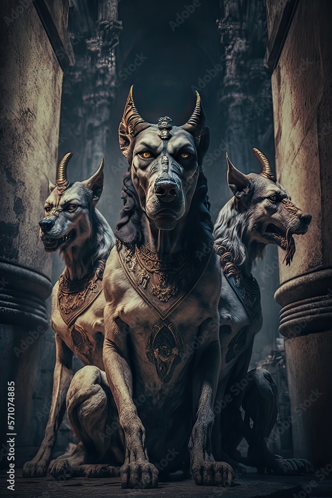 Cerberus, the hound of Hades, from Greek mythology is the guardian to ...